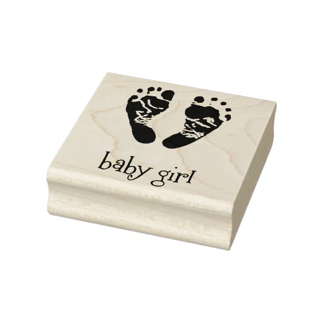 Wood Art Stamps/Baby Girl with feet Rubber Stamp | Zazzle