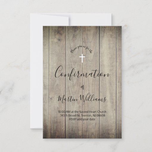 wood background Confirmation Invitation | Zazzle