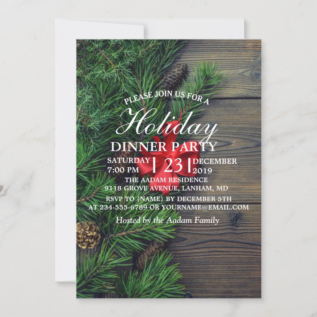 Wood background with christmas theme invitation | Zazzle