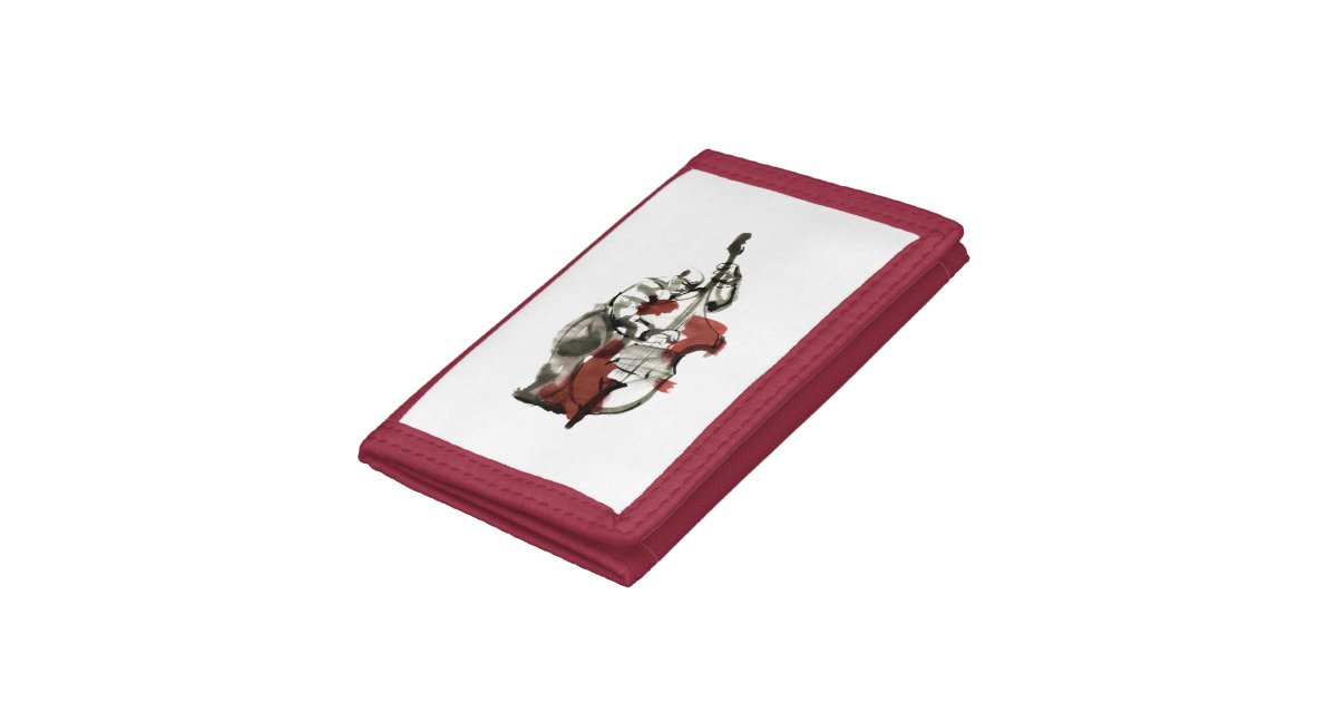 Wood bass player trifold wallet | Zazzle