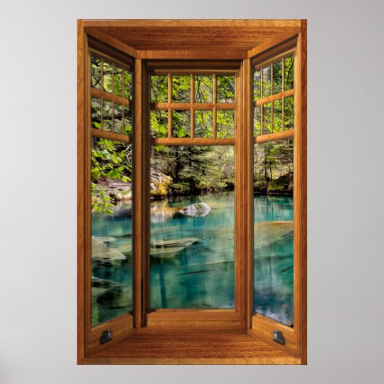 Wood Bay Window Illusion - Blue Lagoon Poster | Zazzle.com