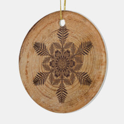 Wood Burn Snowflake Ceramic Ornament | Zazzle