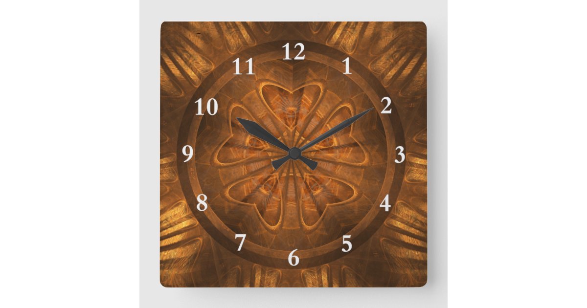 Wood Carving Square Wall Clock | Zazzle