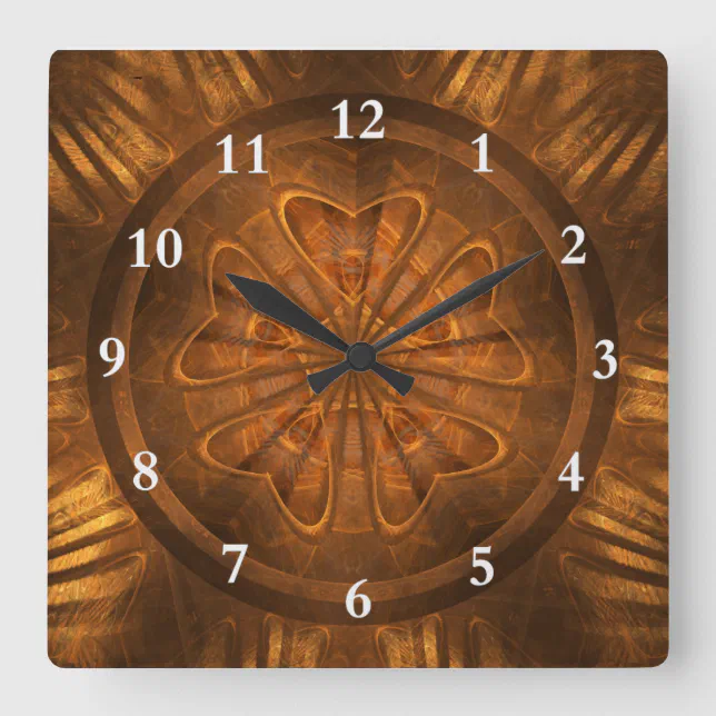 Wood Carving Square Wall Clock | Zazzle
