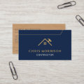 Wood Contractor Construction QR Code Navy Blue Business Card | Zazzle