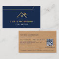 Wood Contractor Construction QR Code Navy Blue Business Card | Zazzle