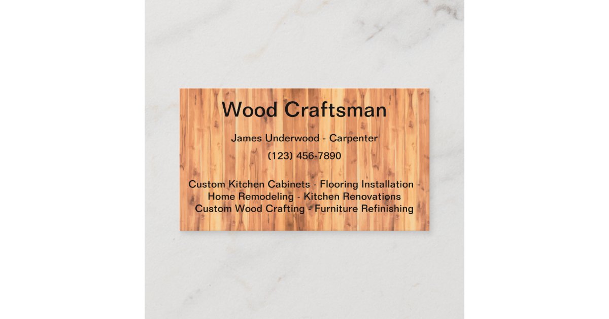 Wood Craftsman Carpenter Services Business Card | Zazzle