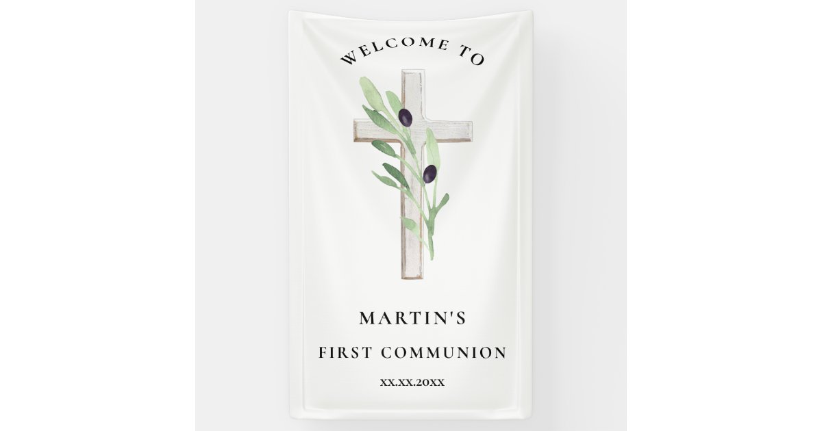 wood Cross First Communion Banner | Zazzle