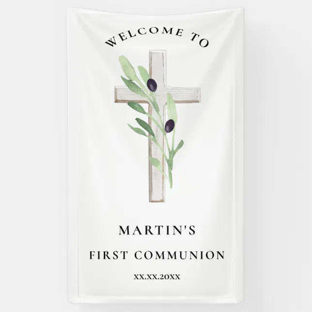 wood Cross First Communion Banner | Zazzle
