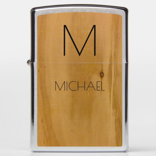 Wood Custom Name and Initial (Monogram) Elegant Zippo Lighter | Zazzle