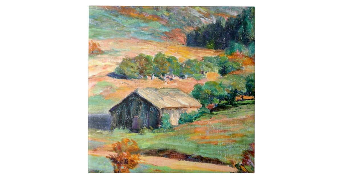 Wood - Early Fall Landscape Ceramic Tile | Zazzle