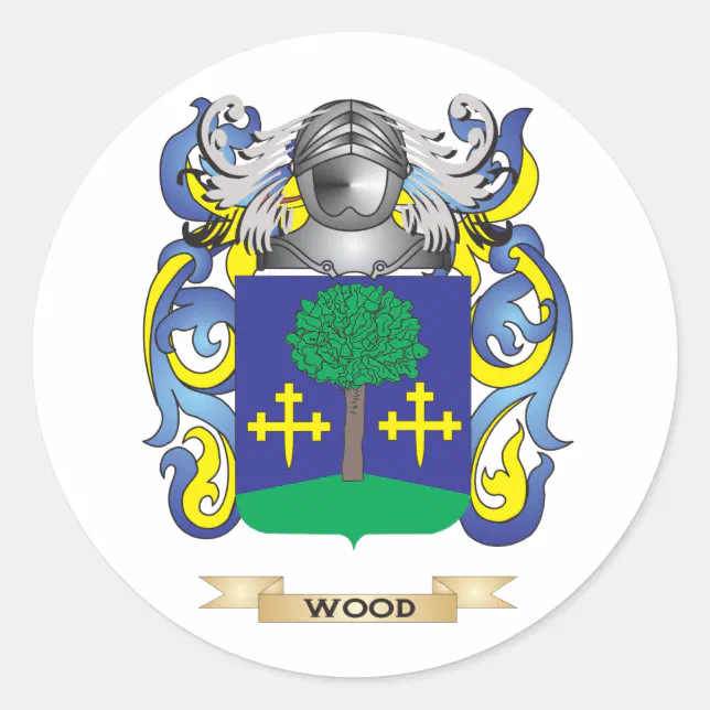 Wood Family Crest (Coat of Arms) Classic Round Sticker | Zazzle