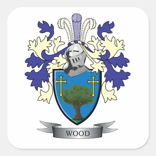 Wood Family Crest Coat of Arms Square Sticker | Zazzle