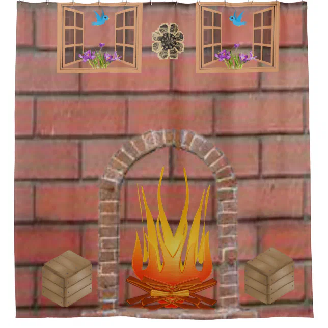 Wood Fire Shower Curtain | Zazzle