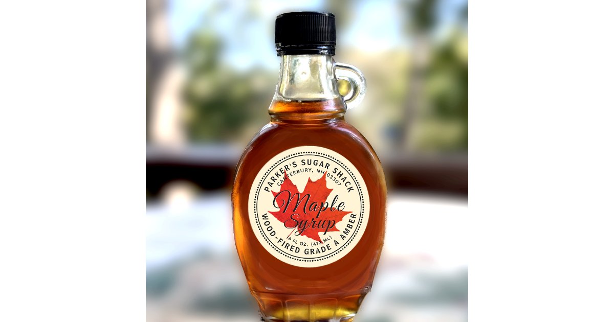 Wood-fired Maple Syrup Label Autumn Maple Leaf | Zazzle