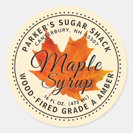 Wood-fired Maple Syrup Label Autumn Maple Leaf | Zazzle
