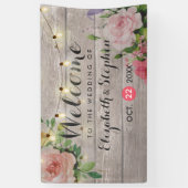 Wood Floral String Lights Wedding Welcome Banner | Zazzle