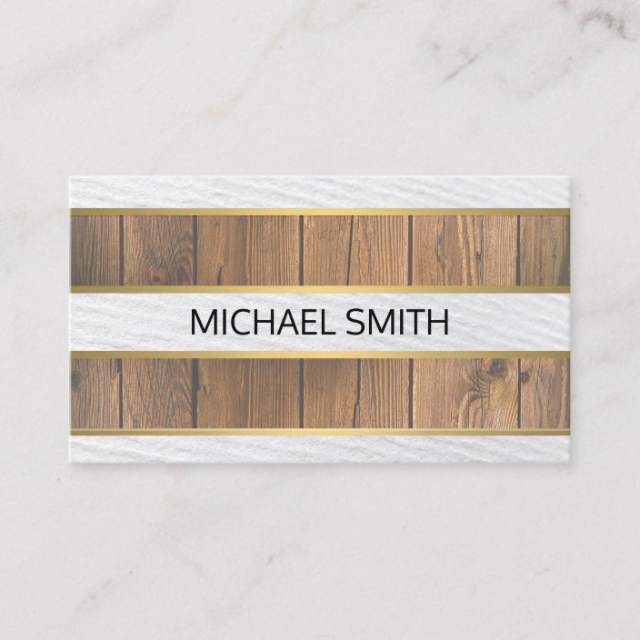 Wood Gold Trim Texture Stripes Business Card | Zazzle.com