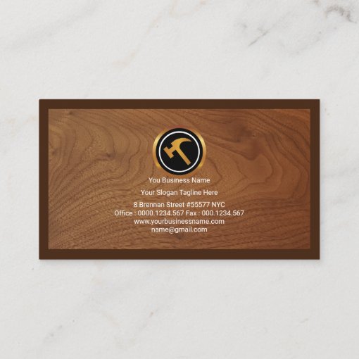 Wood Grain Brown Border Carpentry Business Card | Zazzle