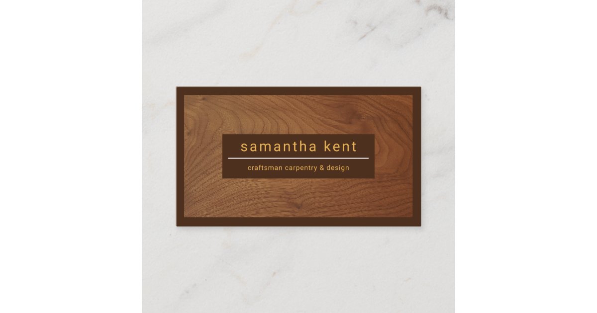 Wood Grain Brown Border Carpentry Business Card | Zazzle
