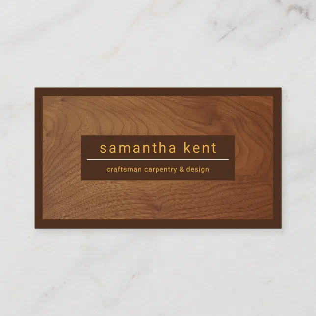 Wood Grain Brown Border Carpentry Business Card | Zazzle