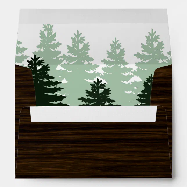 Wood Grain Enchanted Forest Wedding Envelopes | Zazzle