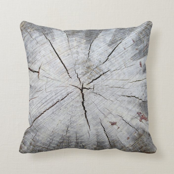 Wood Grain Gray Pine Tree Stump Photo Art 1 Throw Pillow | Zazzle.com