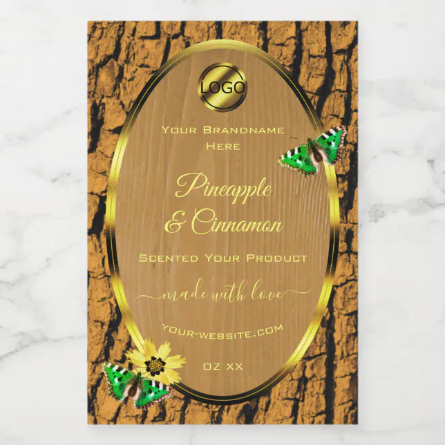 Wood Grain Rustic Tree Bark Product Labels Logo | Zazzle