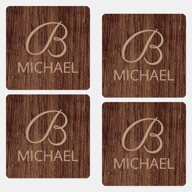 Wood Grain Timber With Monogram Personalized Name Labels | Zazzle