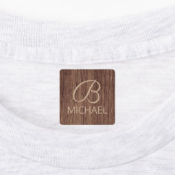 Wood Grain Timber With Monogram Personalized Name Labels | Zazzle