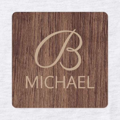 Wood Grain Timber With Monogram Personalized Name Labels | Zazzle