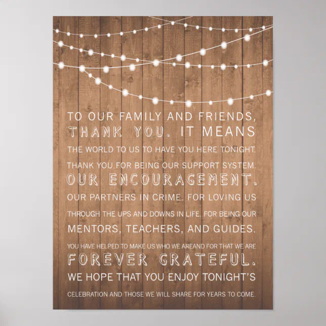 Wood Grain wedding thank you sign rustic | Zazzle