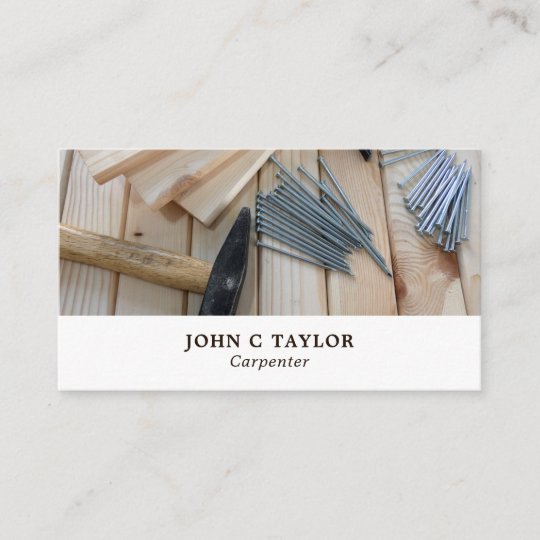 Wood, Hammer & Nails, Carpentry, Carpenter Business Card | Zazzle.com