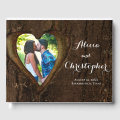 Wood Heart Photo Frame, Rustic Wedding Guest Book | Zazzle