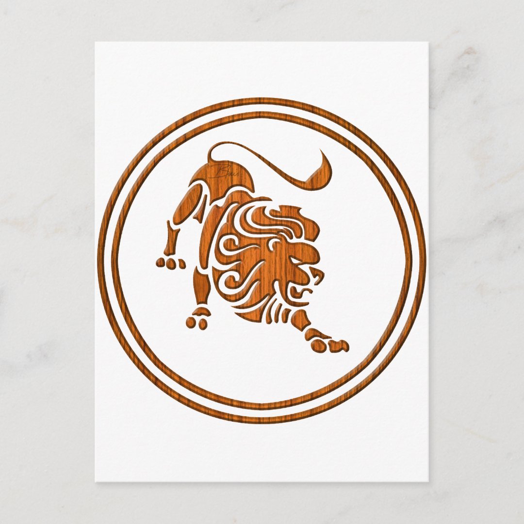 Wood Leo Zodiac Lion Astrology Sign Postcard | Zazzle