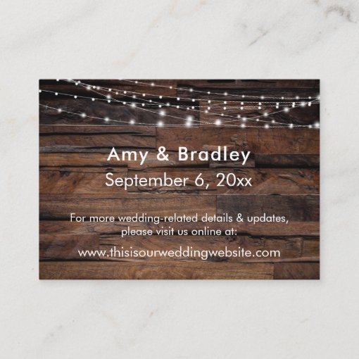 Wood & Lights Wedding Accommodations Insert Cards | Zazzle