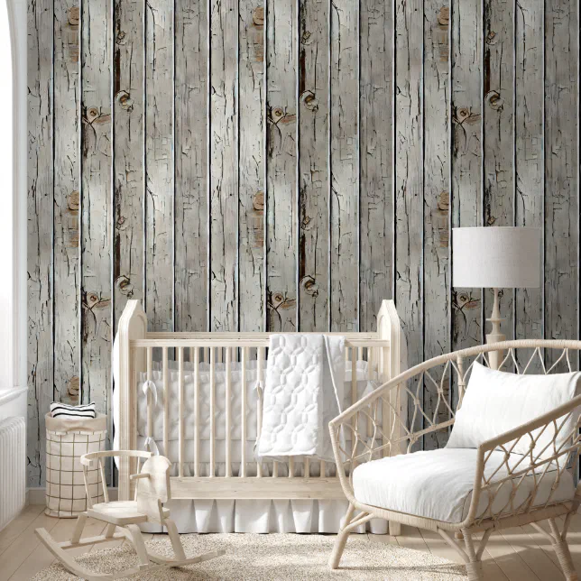 Wood limewash country western white rustic chic wallpaper | Zazzle