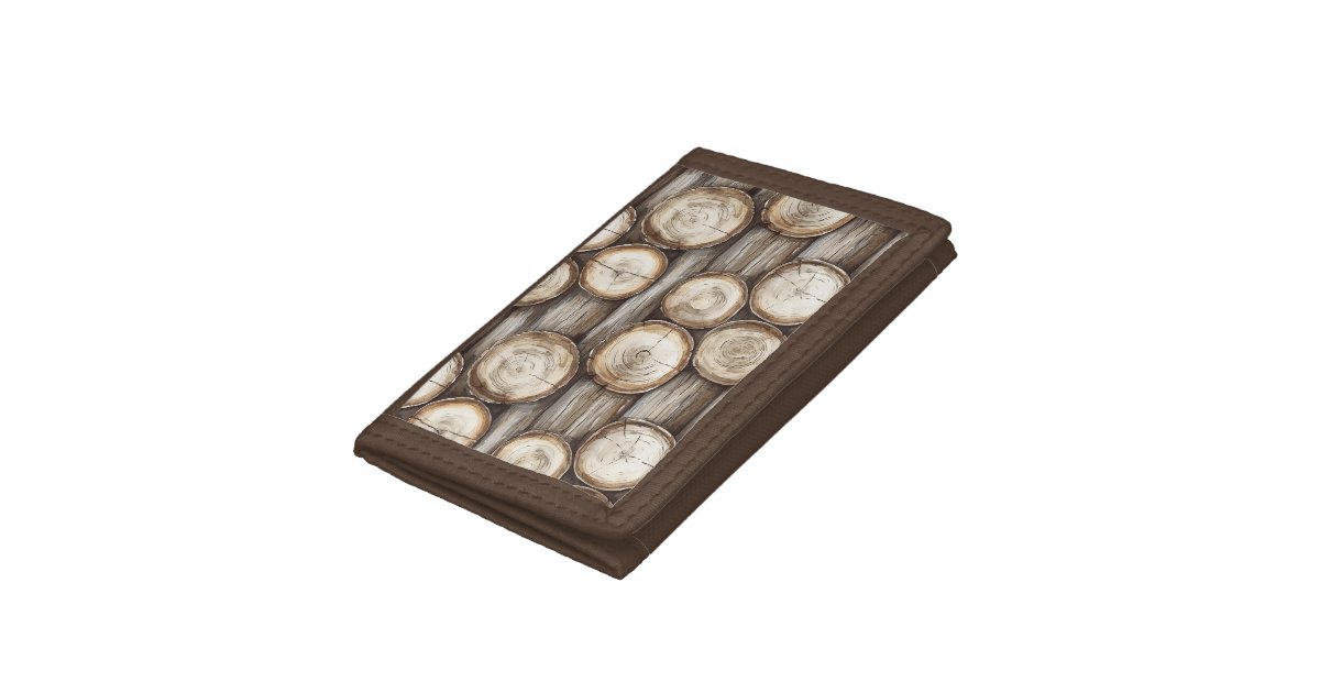 Wood Log Cabin Christmas Trifold Wallet | Zazzle