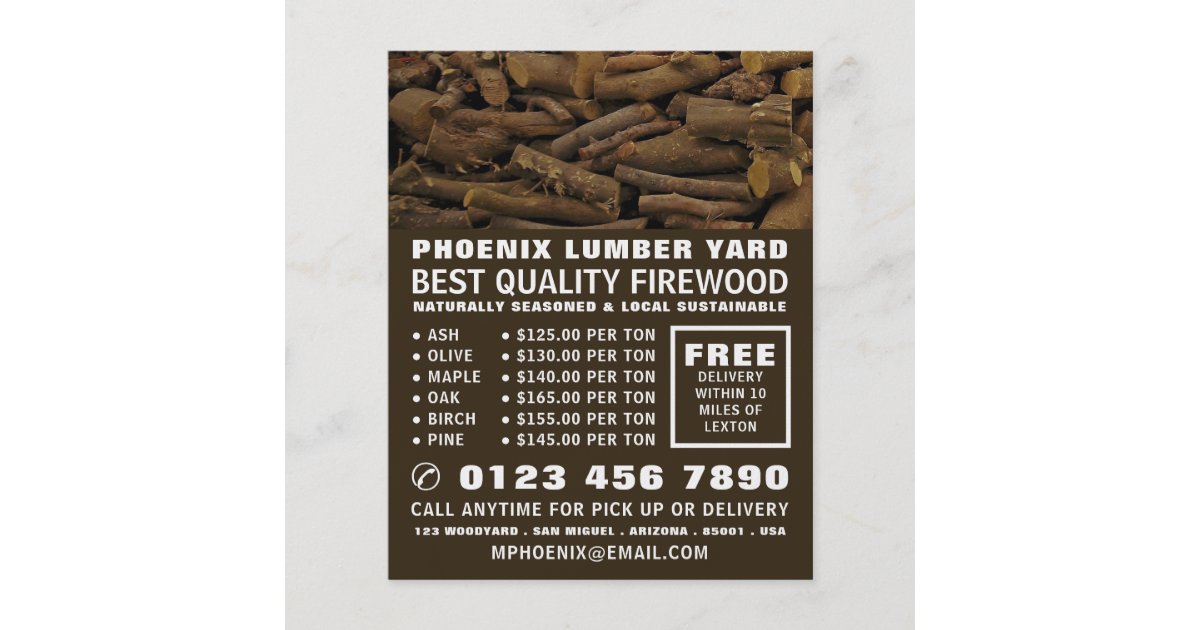 Wood Log Pile, Lumber/Timber/Wood Yard Advertising Flyer | Zazzle