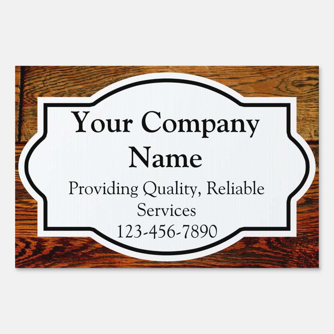 Wood-Look Business Yard Sign | Zazzle