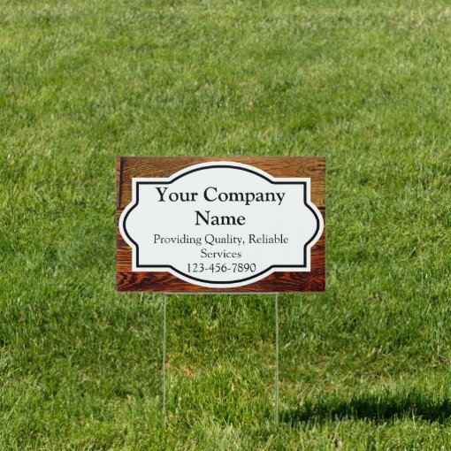 Wood-Look Business Yard Sign | Zazzle