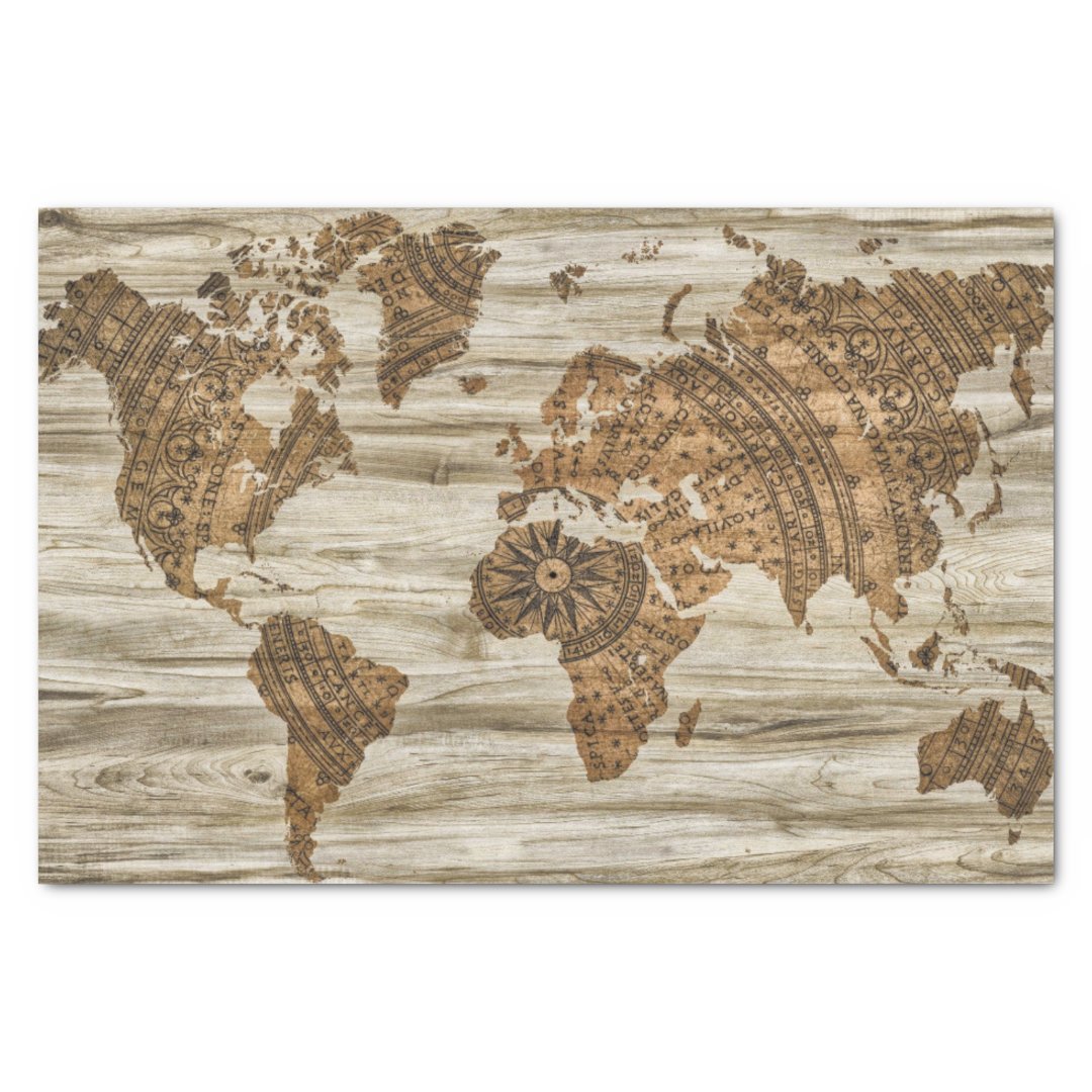 wood map tissue paper | Zazzle