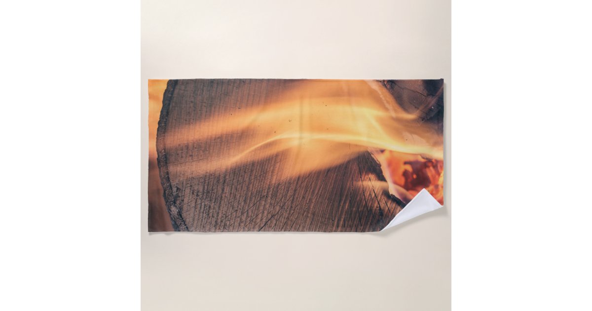 Wood on fire beach towel | Zazzle