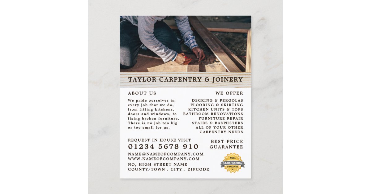 Wood Panels, Carpentry, Carpenter Advertising Flyer | Zazzle