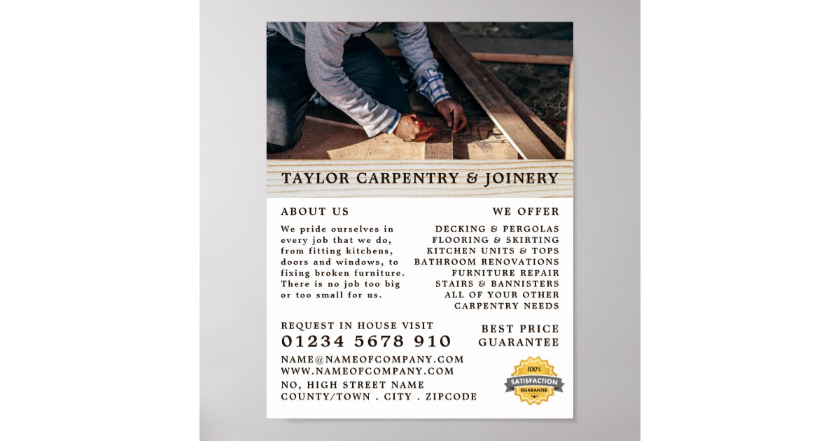 Wood Panels, Carpentry, Carpenter Advertising Poster | Zazzle