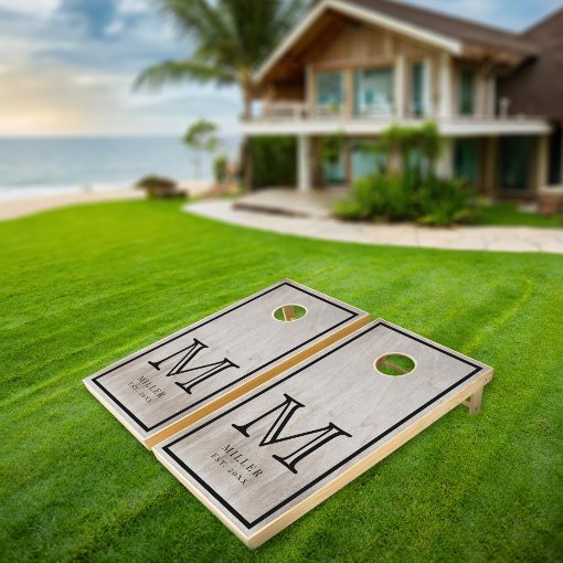 Wood Personalized Family Monogram Name Cornhole Set | Zazzle