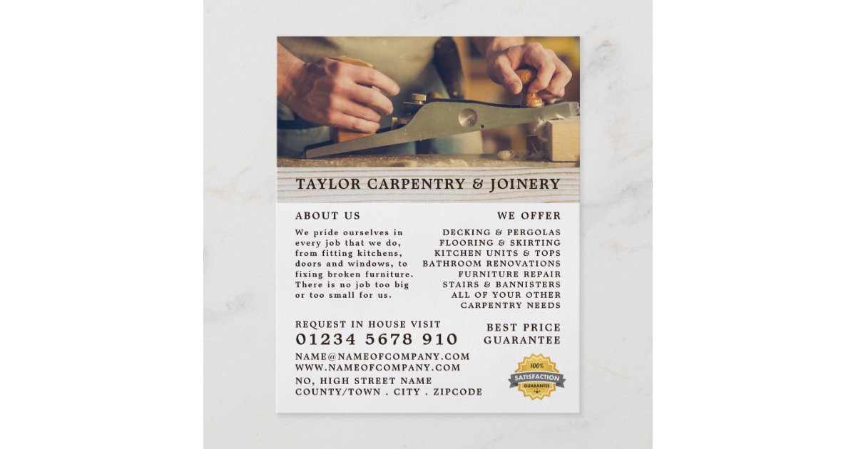 Wood Planer, Carpentry, Carpenter Advertising Flyer | Zazzle