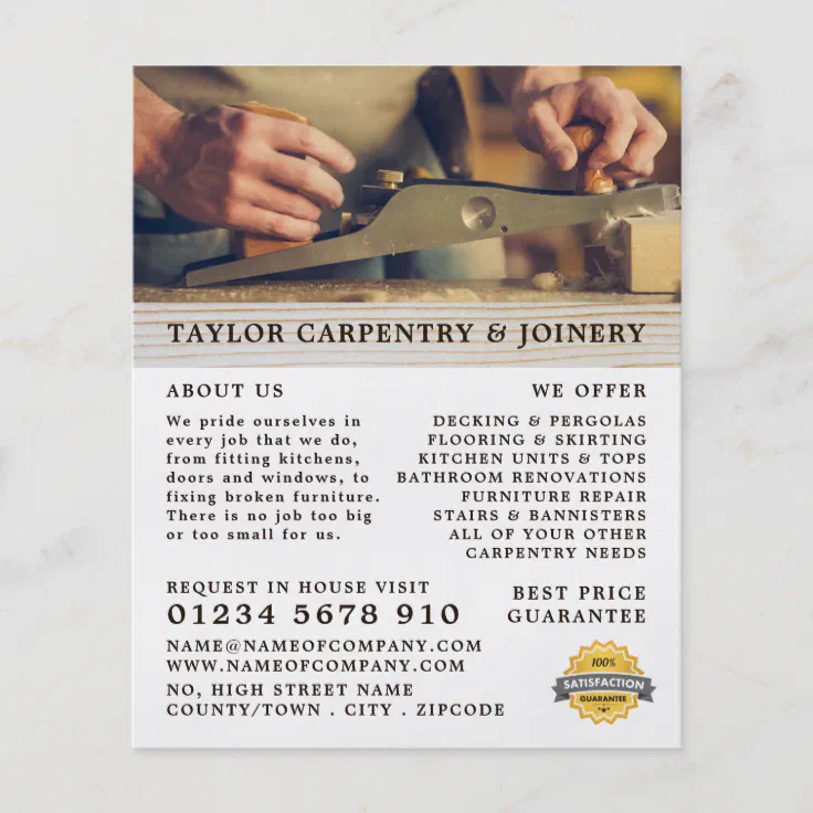 Wood Planer, Carpentry, Carpenter Advertising Flyer | Zazzle