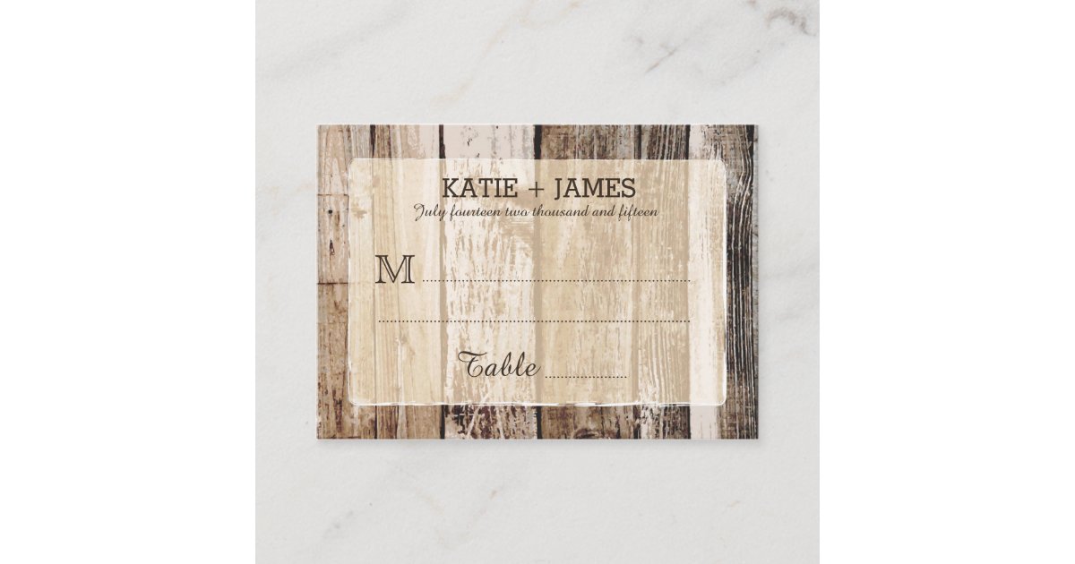 Wood Planks Rustic Country Wedding Place Cards | Zazzle