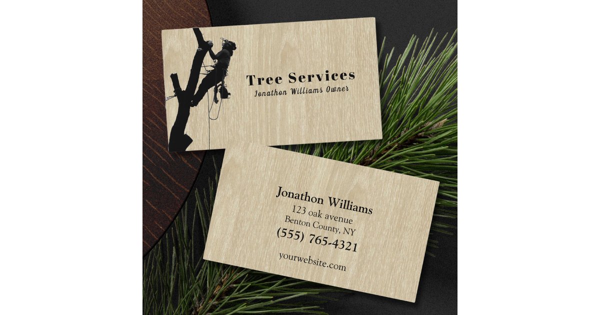 Wood Professional Tree Trimming Service Business Card | Zazzle